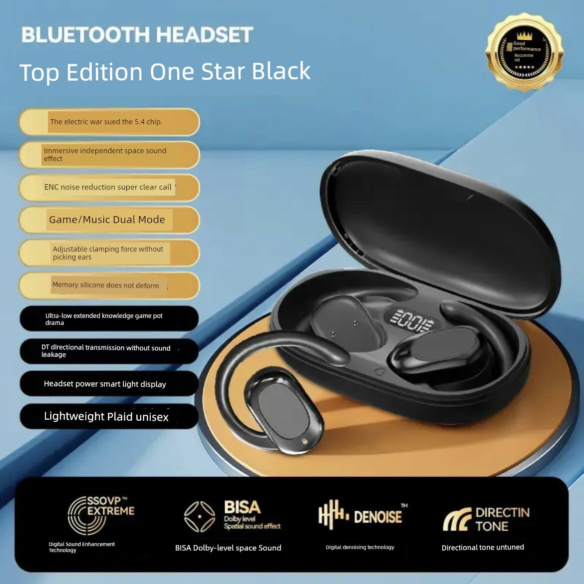 Флагманские костно-проводные беспроводные наушники с шумоподавлением Bluetooth 5.4, 360-градусным звуком и длительным