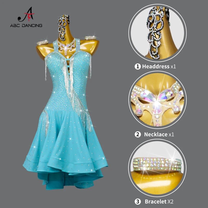 Женское платье для латиноамериканских танцев, M, Dress and Ornaments