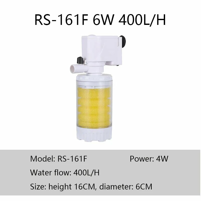 Аквариумный фильтр RS-161F 6W 400L/H, желтый, EU adapter 220V