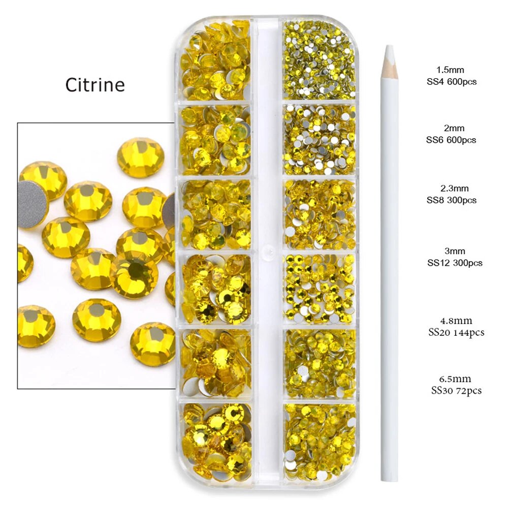 Стразы Citrine желтые, 2000 шт, FB-SET-01