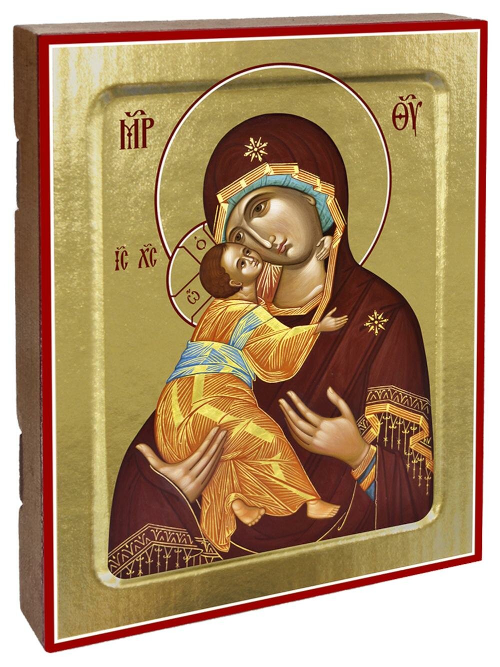 Икона Пресвятой Богородицы, Владимирская (млад. в желто-голубом) (на дереве): 125 х 160