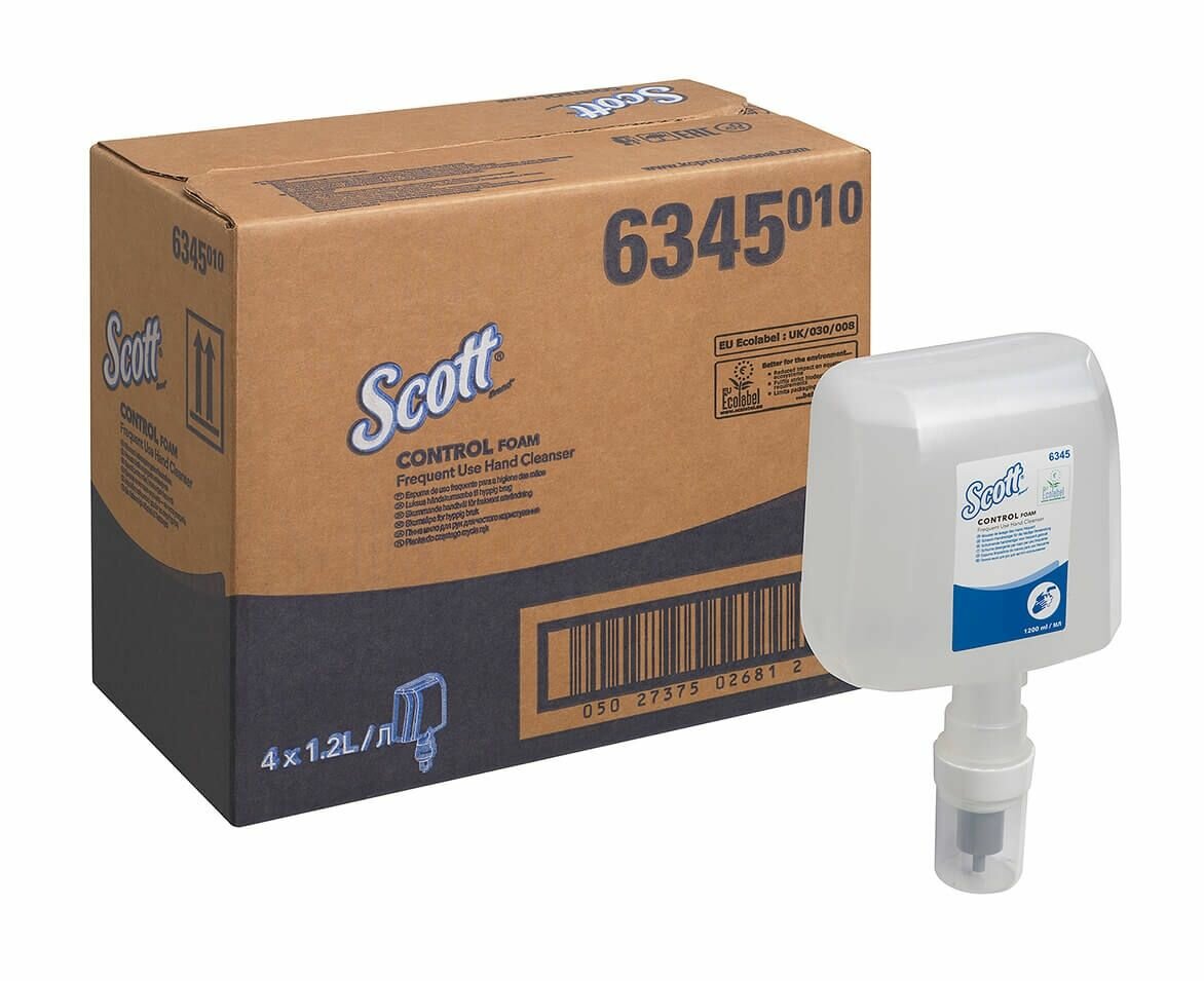 Пенное мыло для рук для частого использования Kimberly-Clark Professional в кассетах Scott Control для электронного диспенсера, Испания, прозрачный, (4 кассеты x 1.2 литра), (6345)