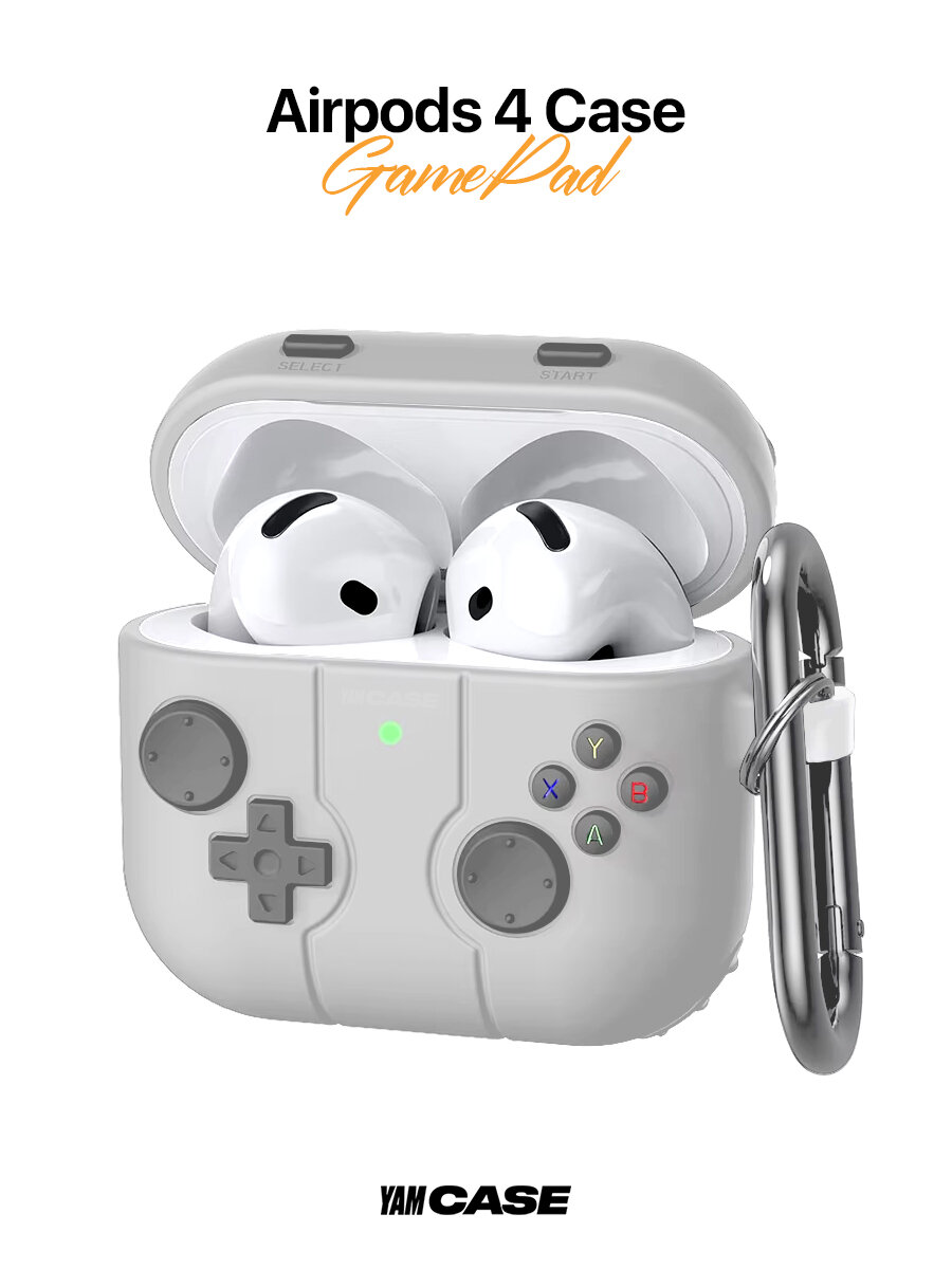 Чехол Yamcase для наушников AirPods 4, силиконовый с карабином