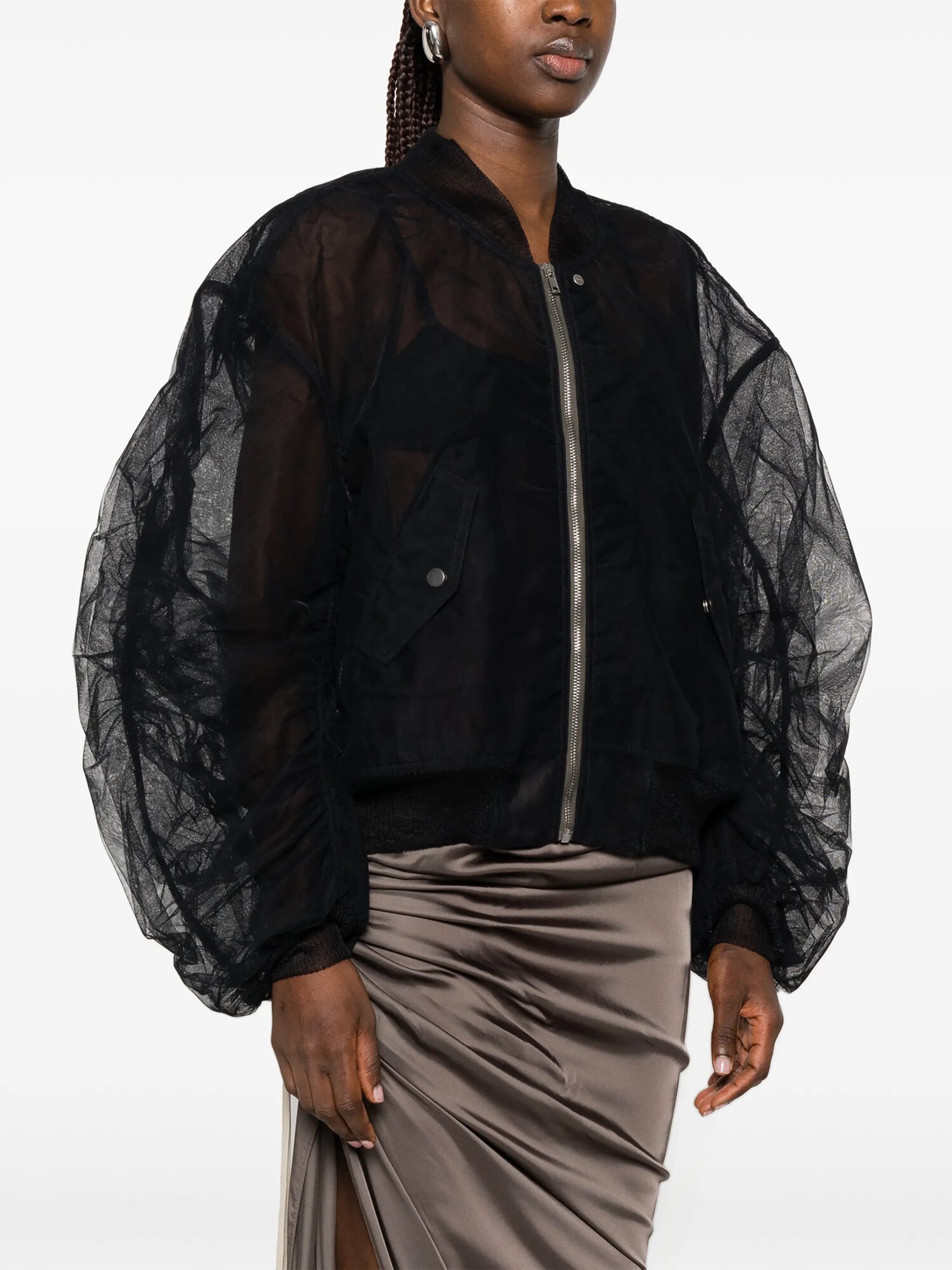 Куртка Rick Owens Sheer zip-up jacket, размер 42, black/black — фото 1