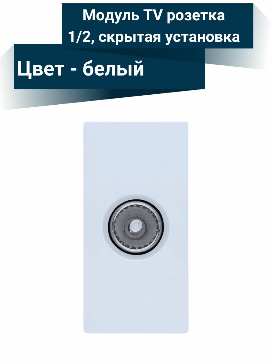 Розетка TW-1/2 TV-WT, скрытая установка, белая (модуль1/2)