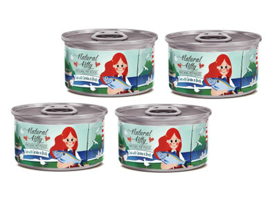 Pettric консервы Natural Kitty, тунец с сардинами в бульоне 80 г х 4 шт
