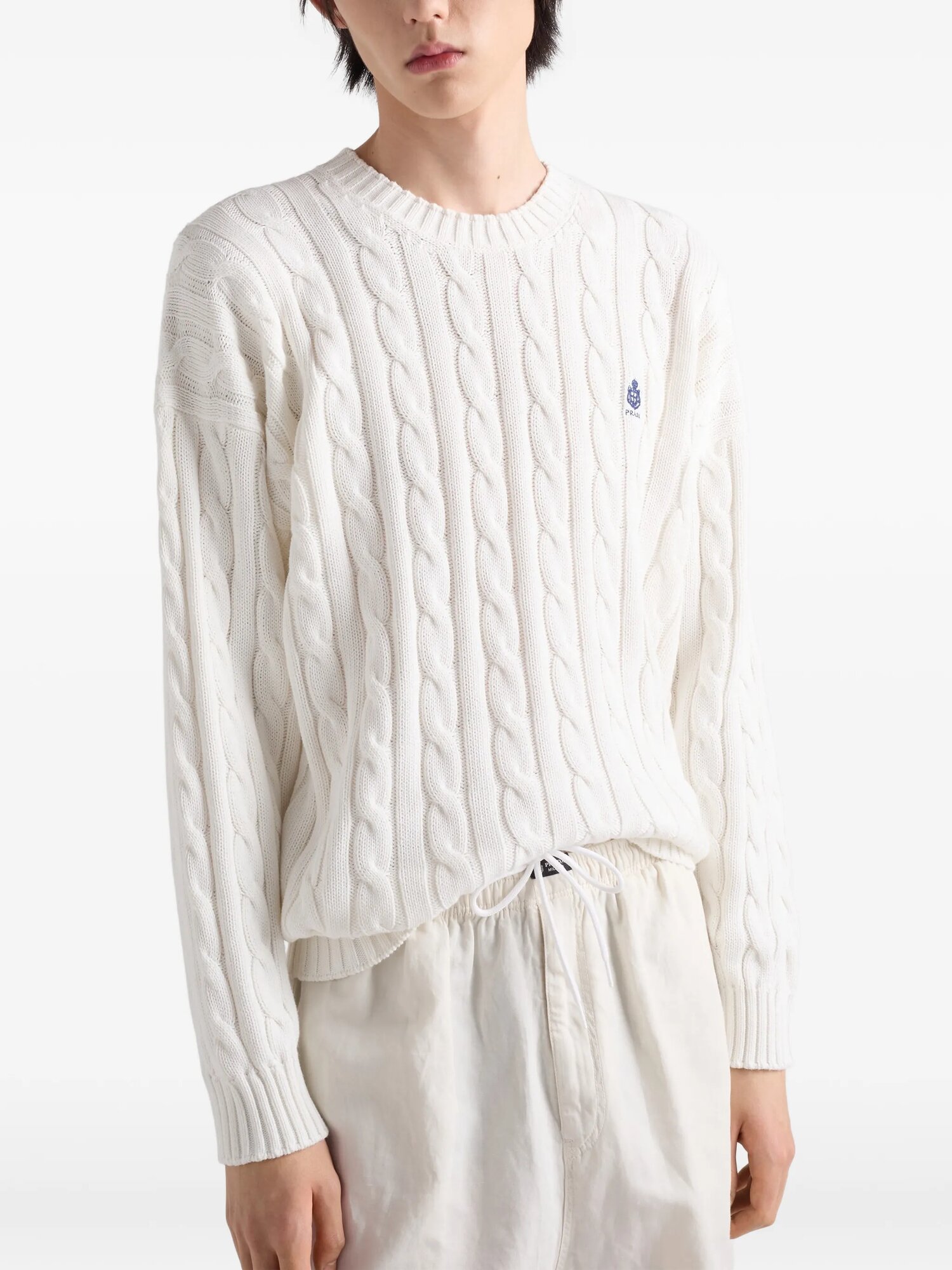 Свитер Prada Cotton crew-neck sweater, размер 48, , white — фото 1