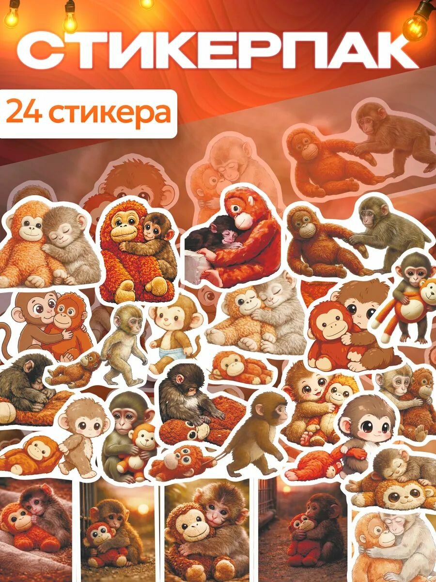 Набор наклеек Обезьянка Панч
