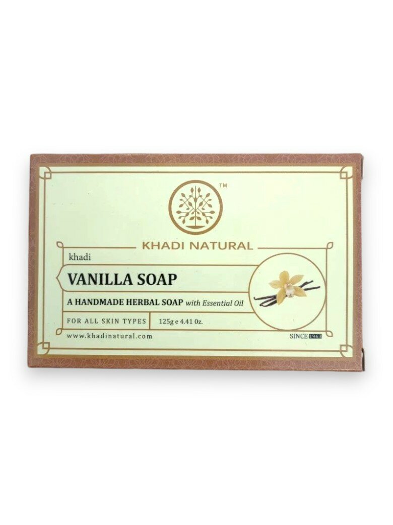 VANILLA Handmade Herbal Soap With Essential Oils, Khadi Natural (ваниль Мыло ручной работы с эфирными маслами, Кхади), в коробочке 125 г.