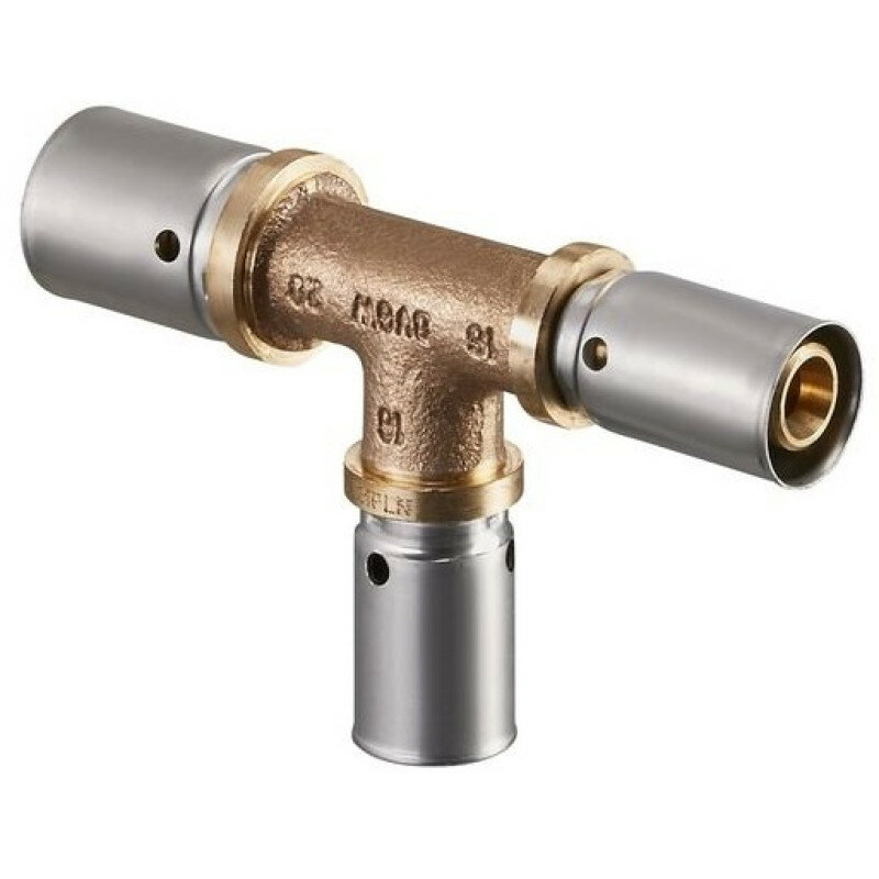 Тройник Oventrop COFIT P 1513358, металлопластик, пресс-соединение, бронза