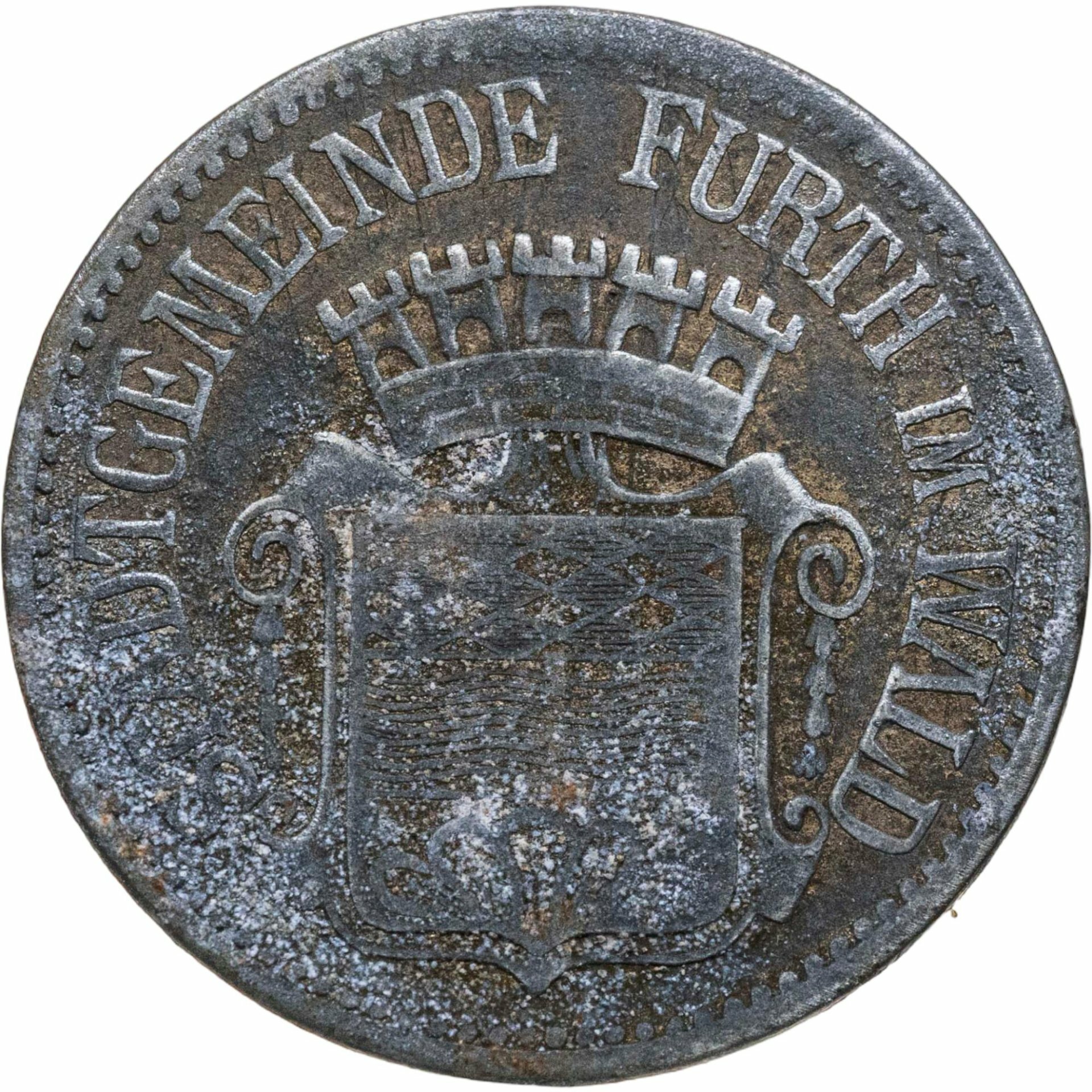 Германия нотгельды 50 пфеннигов 1917 "Город Фурт-им-Вальд", Цинк, в сохранности F-VF