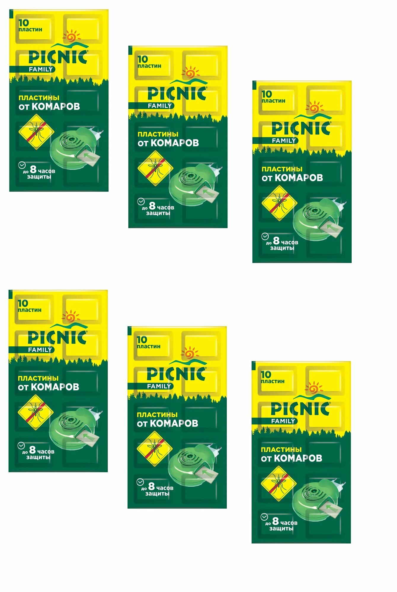 Пластины от комаров Picnic Family 10 шт, 6 упаковок