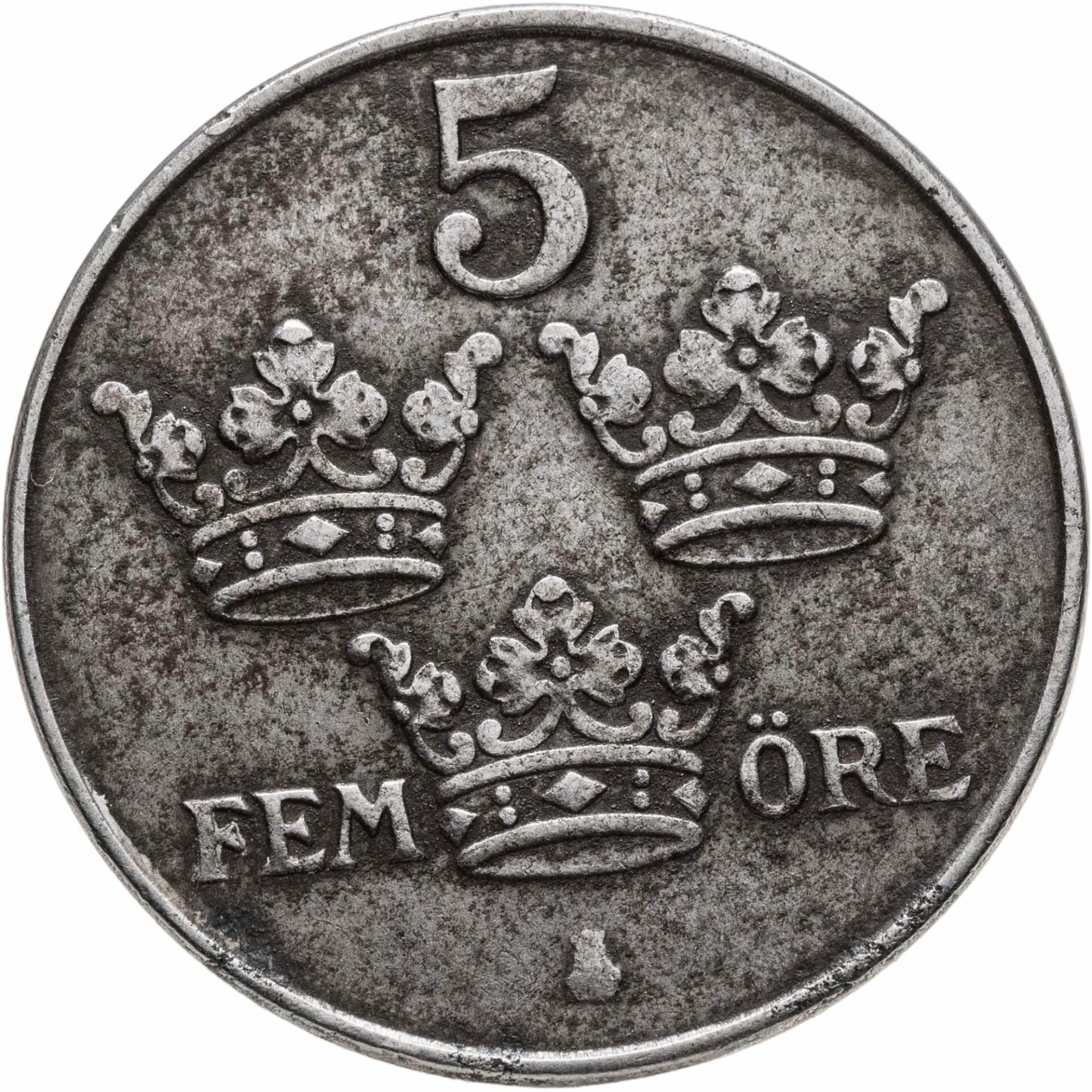 Швеция 5 эре ore 1948, Сталь, в сохранности VF