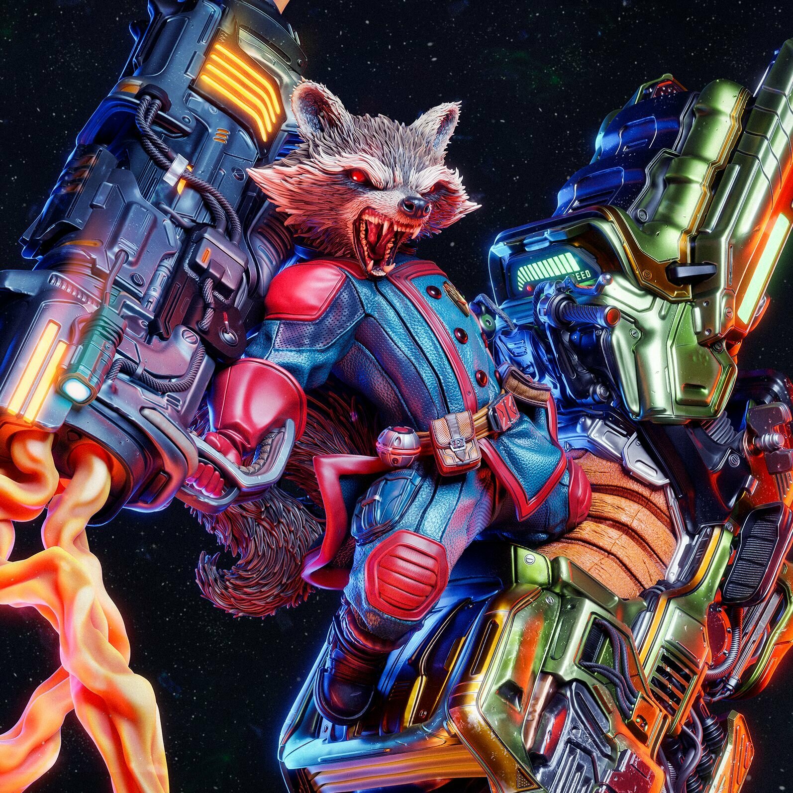 Сборная модель Rocket (Marvel), 300мм (без базы), 1/6 для покраски