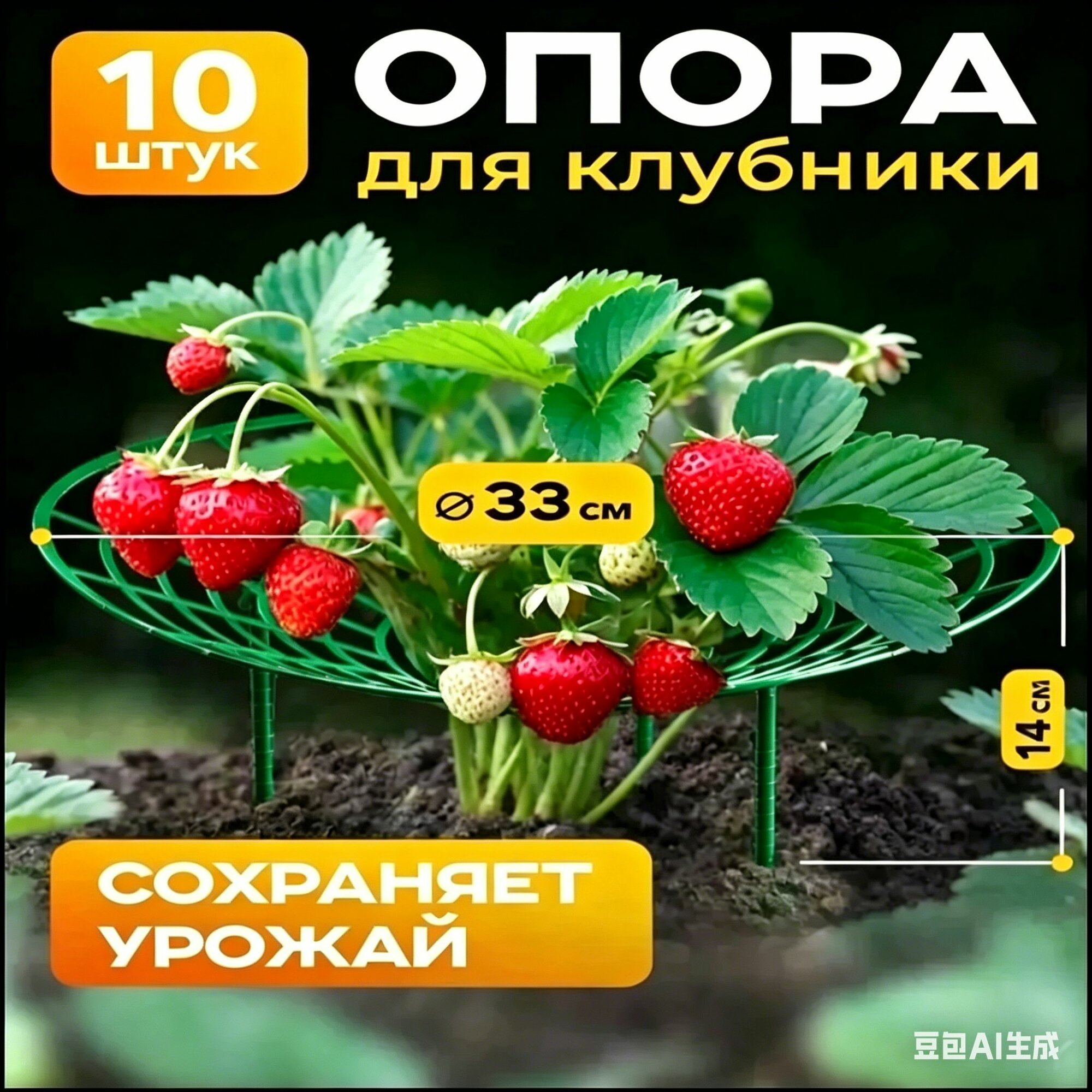 Шпалера,30.6см,15шт, Овощной клубничный домашний круглый поднос-подставка