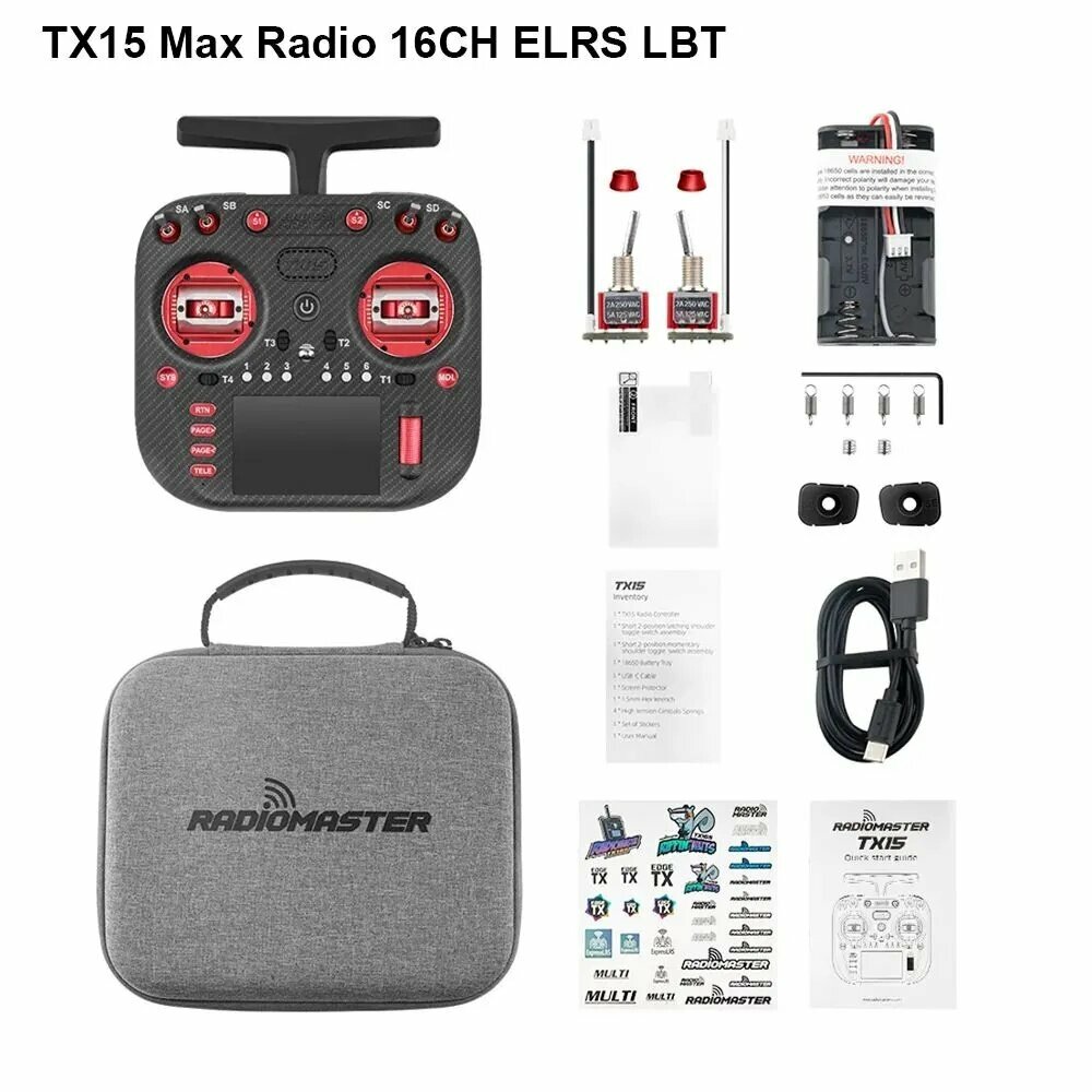 RadioMaster TX15 MAX Радиоконтроллер 16-канальный передатчик 3,5-дюймовый IPS AG02 с поддержкой ExpressLRS