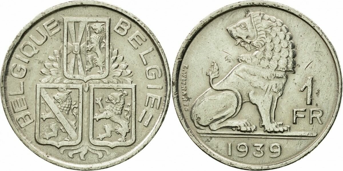 Бельгия 1 франк, 1939 BELGIQUE - BELGIE XF