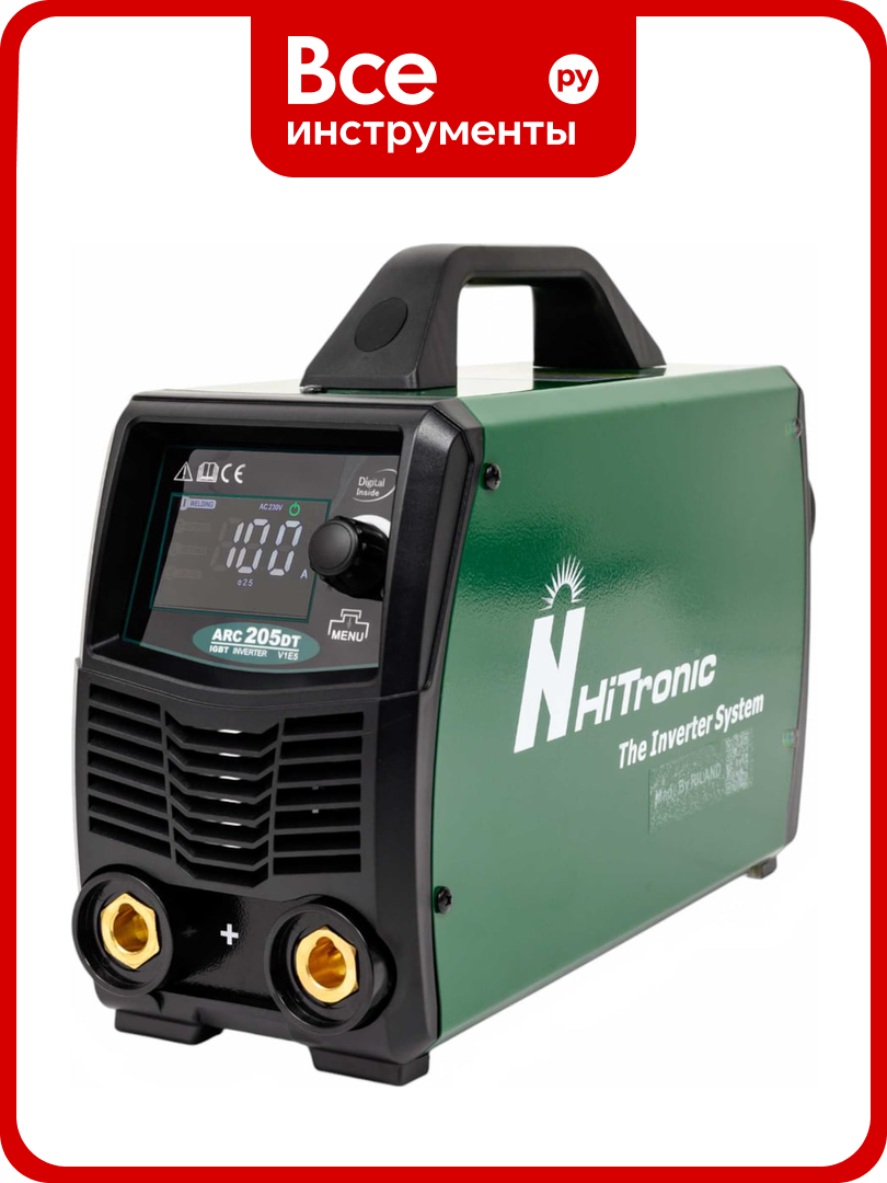Инверторный сварочный аппарат HITRONIC ARC 250DT с кейсом, дисплеем и функцией антизалипание для полупрофессионального
