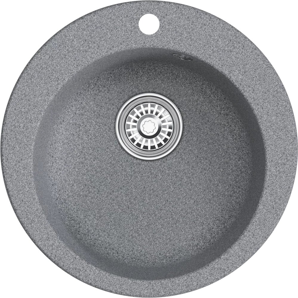 Мойка кухонная Mixline ML-GM13 мраморная, 49x49, круглая, мойка для кухни, серая, матовая