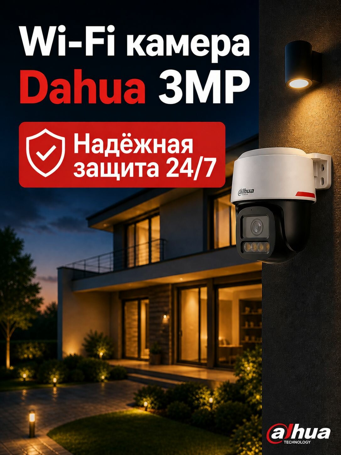 Камера видеонаблюдения wifi уличная Dahua DH-IPC-P3IP-PV-0280B (DH-P3I-PV)