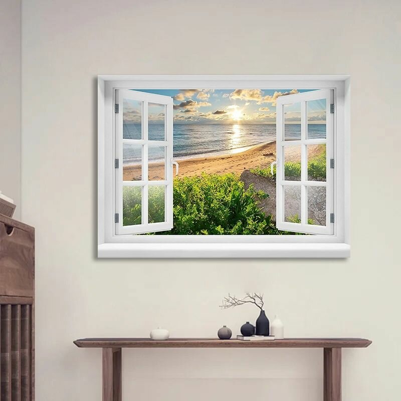 Картина "Утро на море", поп-арт стиль, холст, дерево, 20x30 см