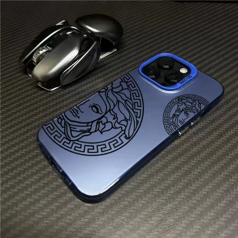 Чехол для iPhone 12 Pro с защитой и декором IMD в синем цвете, дизайн полосы