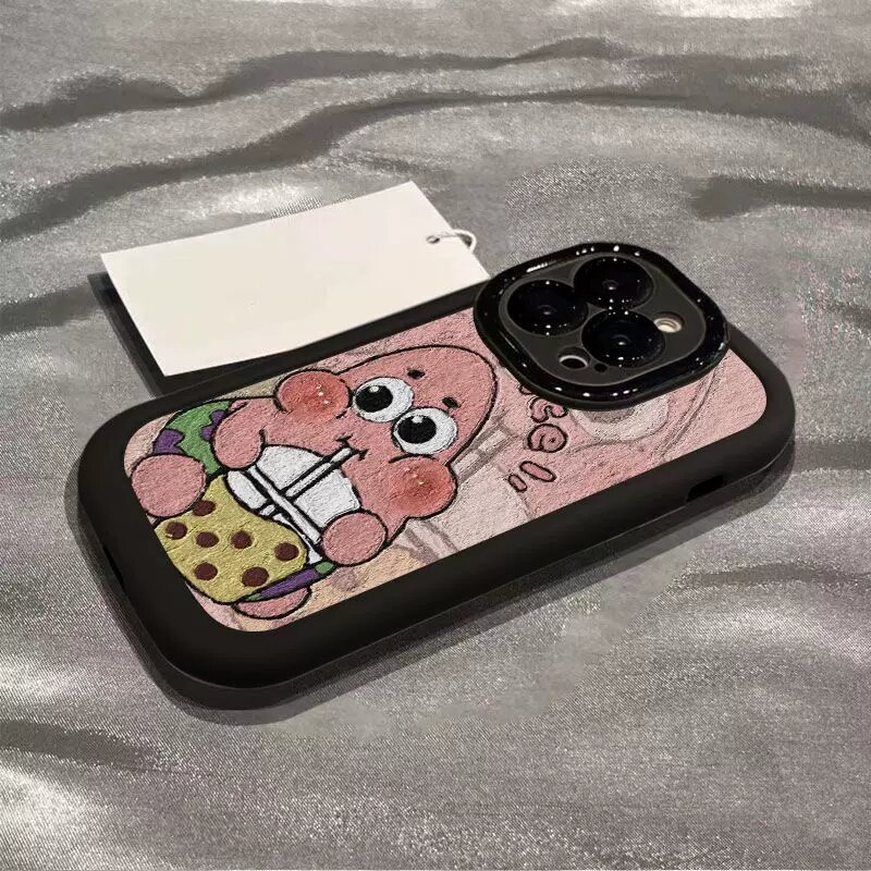 Силиконовый чехол для iPhone 12 с рисунком Спанч Боб, черный, мягкая поверхность, защита от ударов