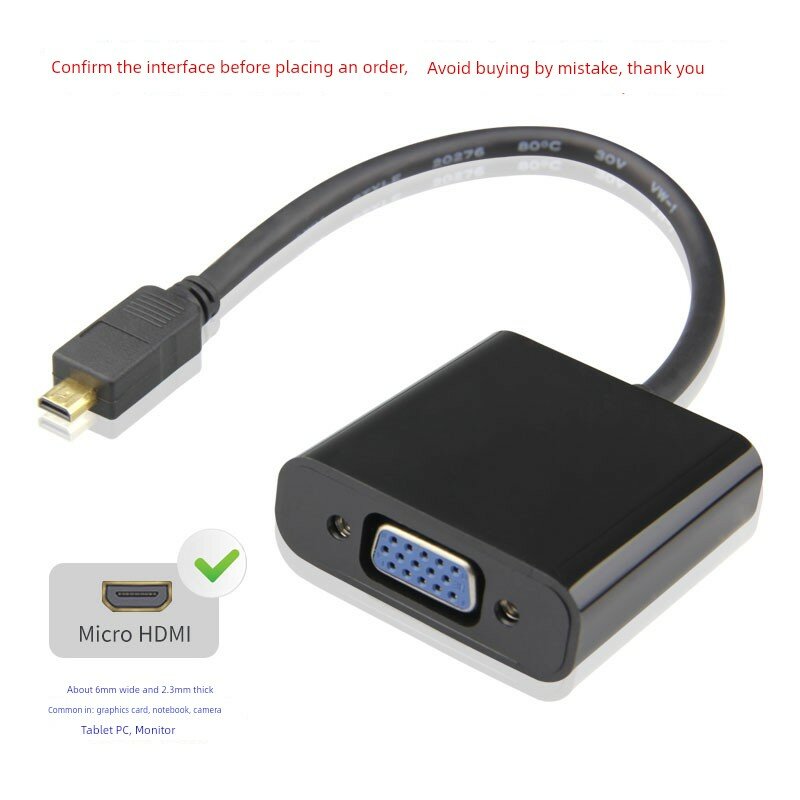 Кабель-конвертер Yuezhixin mini mini HDMI в VGA для передачи видео высокой четкости, micro microhdmi в VGA Микро HDMI