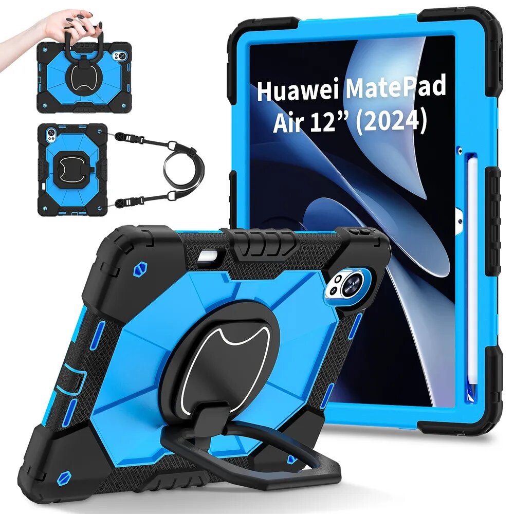 Чехол для Huawei MatePad 12X (BKY-W09) 12.0" Вращающаяся на 360 градусов подставка, ударопрочный, с гнездом для ручки и плечевой ремень