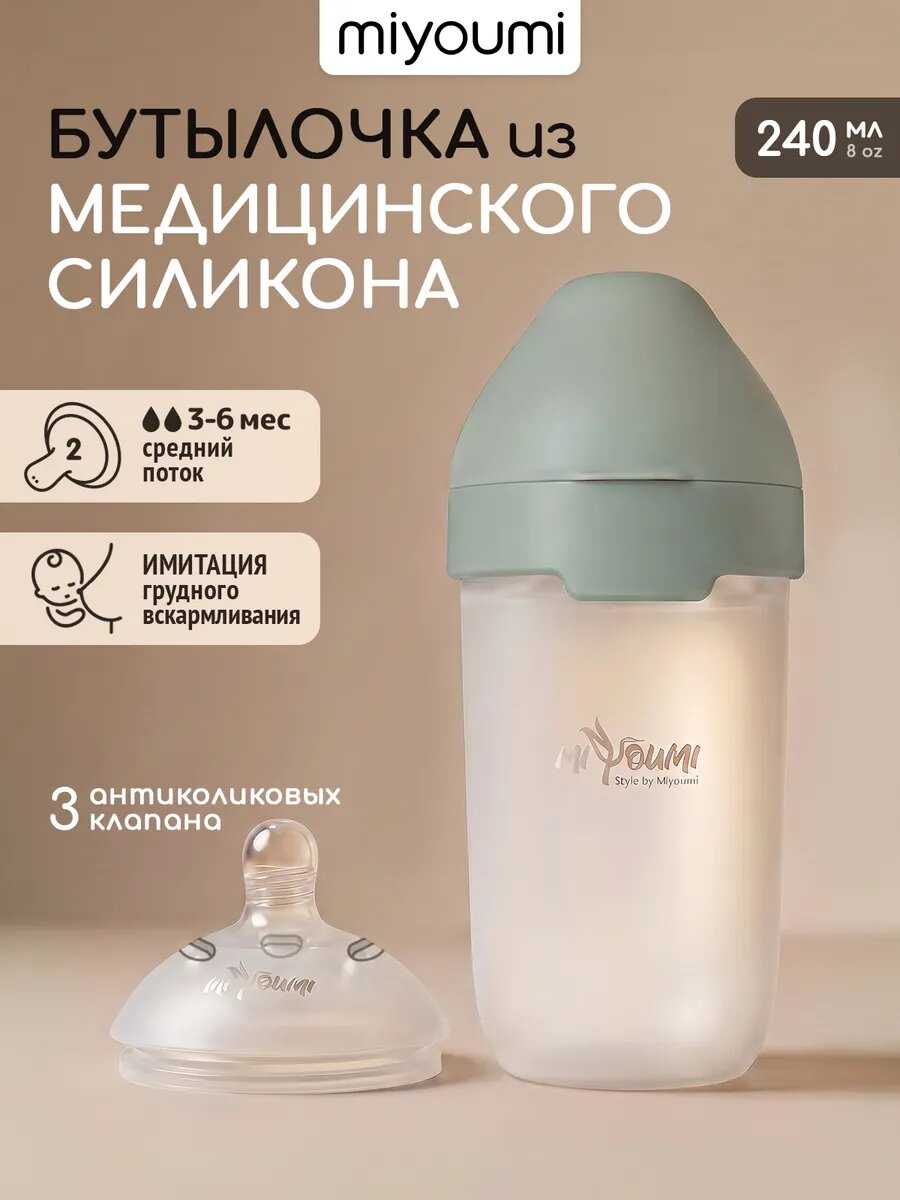 Силиконовая бутылочка для кормления 240 мл 3-6мес.