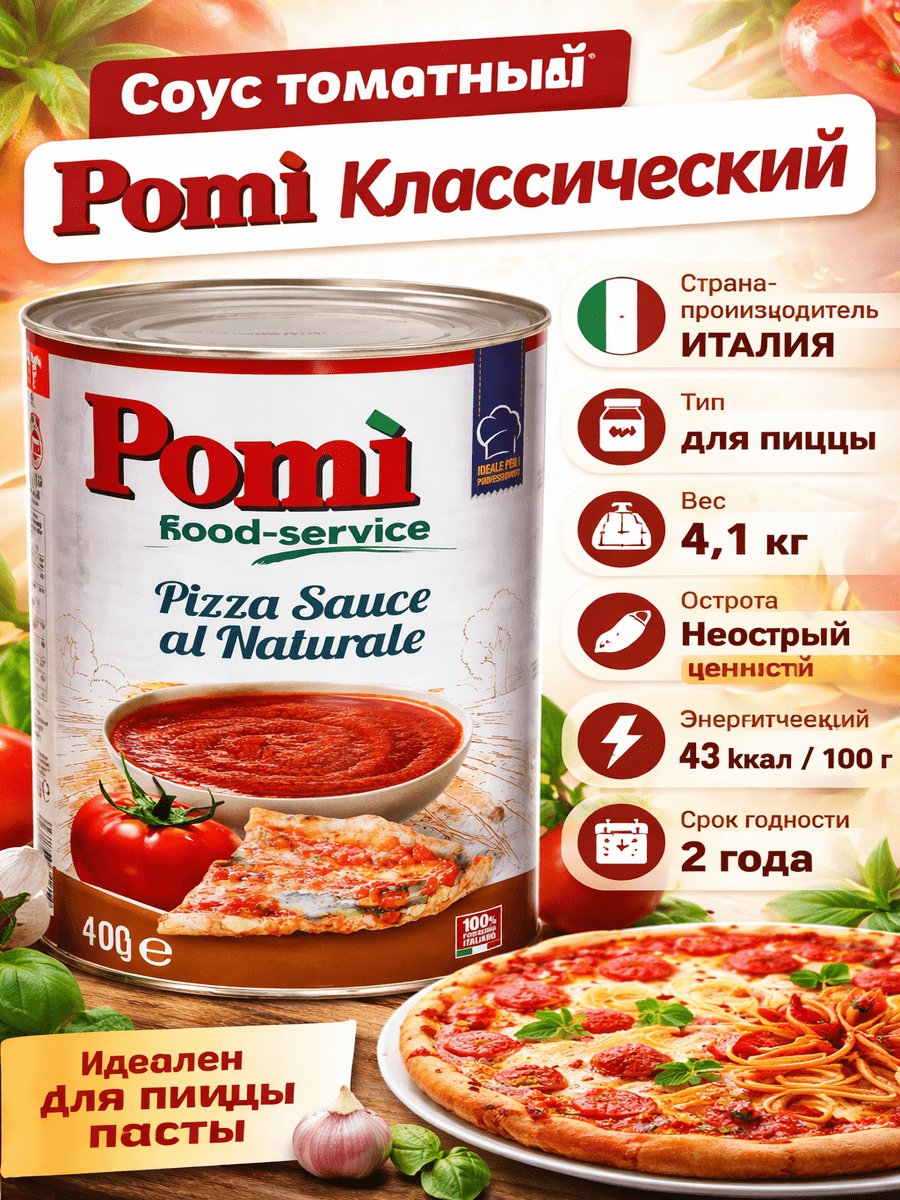 Соус томатный Pomi Классический для пиццы, 4.1кг