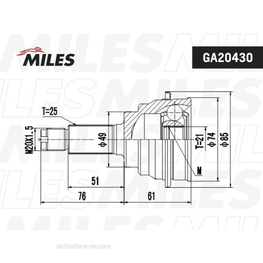 MILES GA20430 ШРУС SUZUKI BALENO 1.6/1.8 95-02 нар.