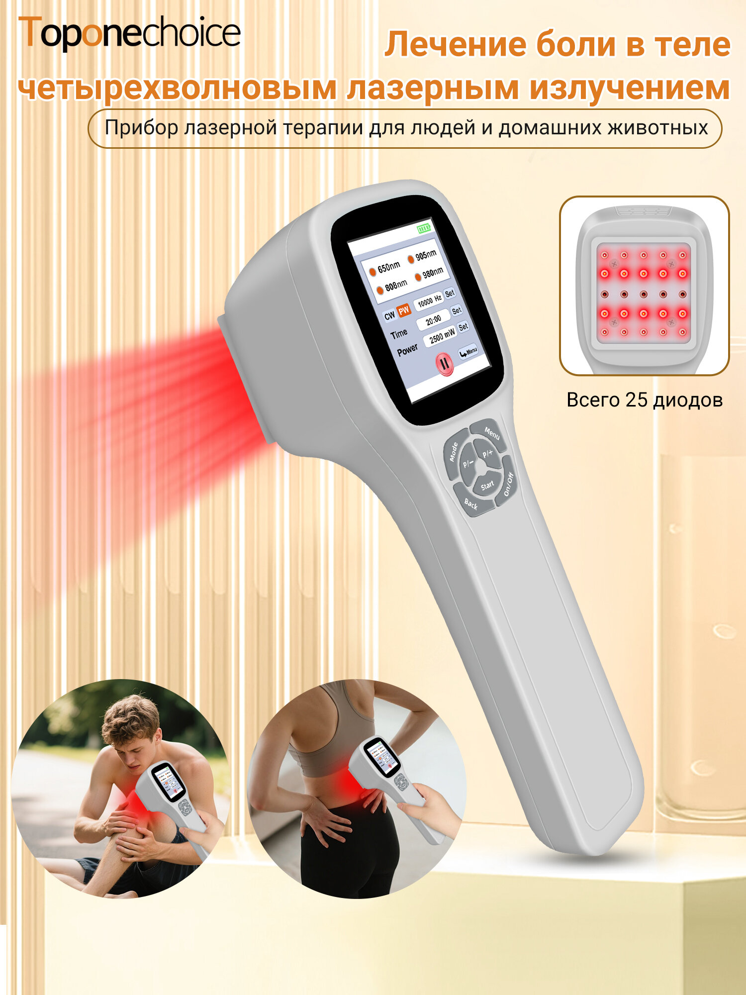 Toponechoice Fourwave Laser Therapy лазерный прибор для снятия боли, восстановления мышц и суставов