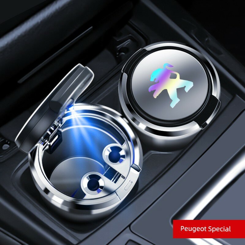 Автомобильная пепельница Peugeot с нержавеющей стальной внутренней чашкой, крышкой против разбрызгивания,