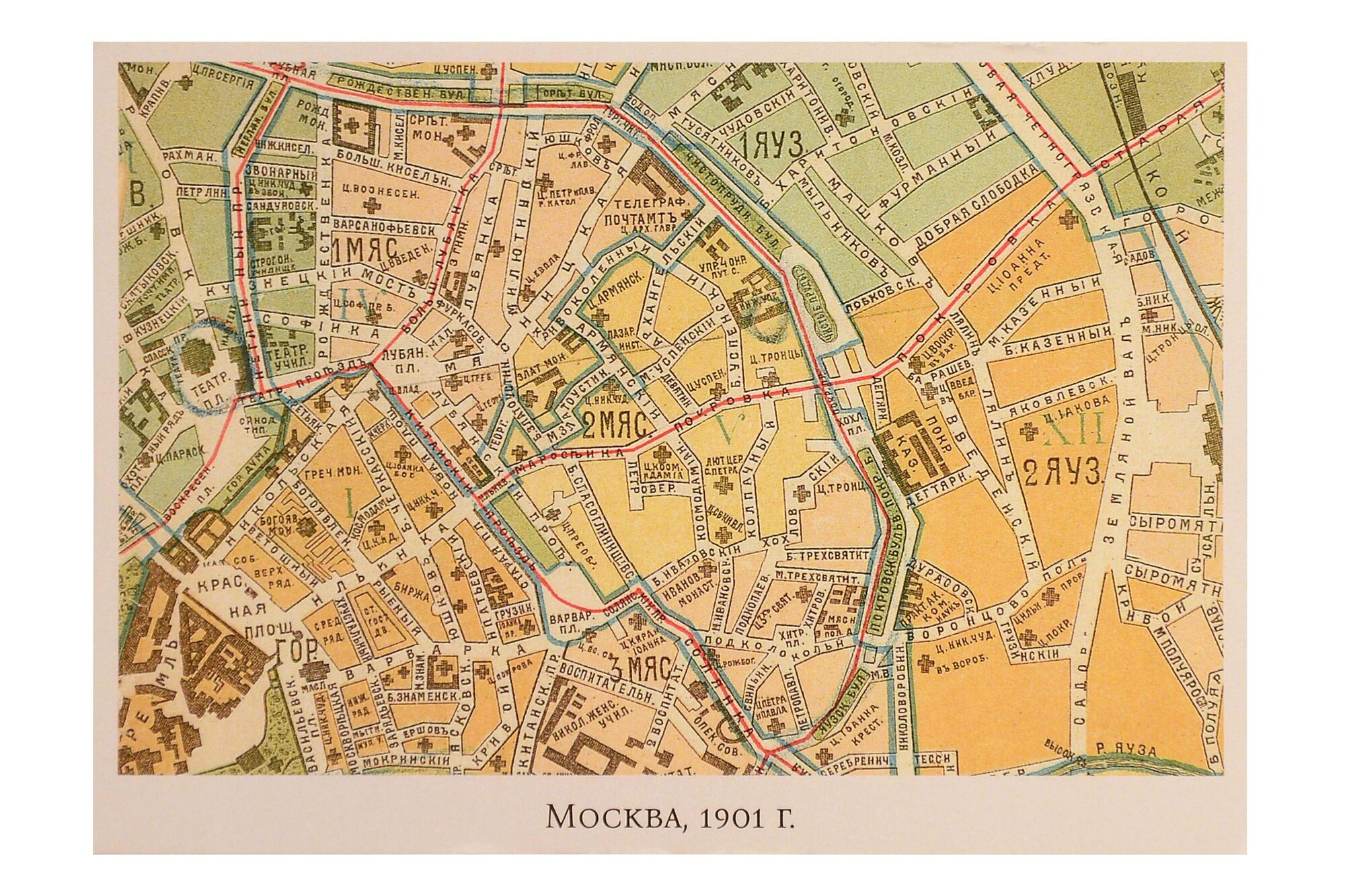 Открытка одинарная "Карта. Москва 1901"