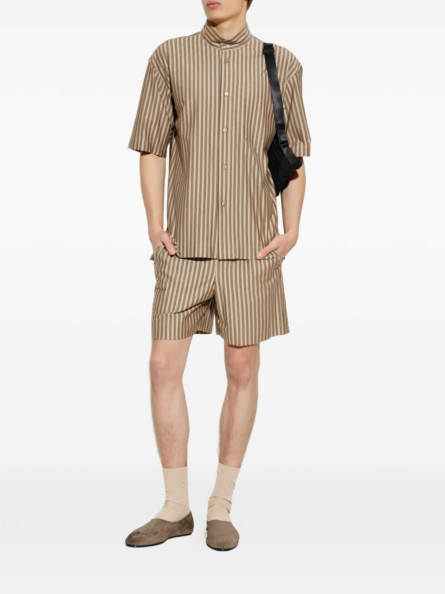 Шорты HOMME PLISSE ISSEY MIYAKE Striped shorts, размер OneSize, brown — фото 1
