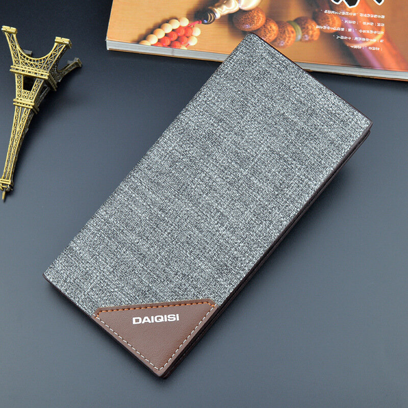 Серый,，Мужской модный кошелек, размер：18.5*9*1.8cm, аккуратная строчка, лаконичный стиль