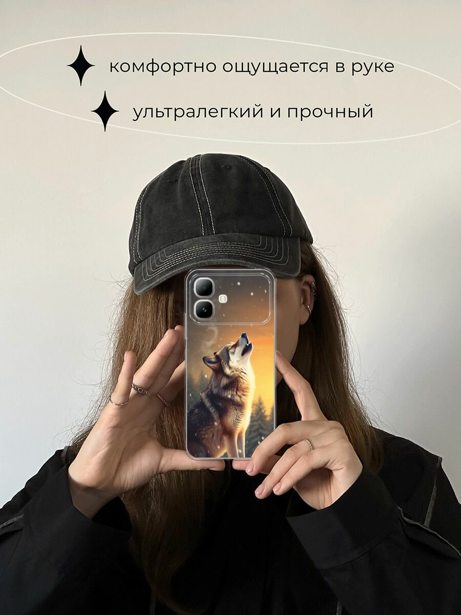 Чехол на Infinix Smart 20 / Инфиникс Смарт 20 с принтом Воющий волк — фото 1
