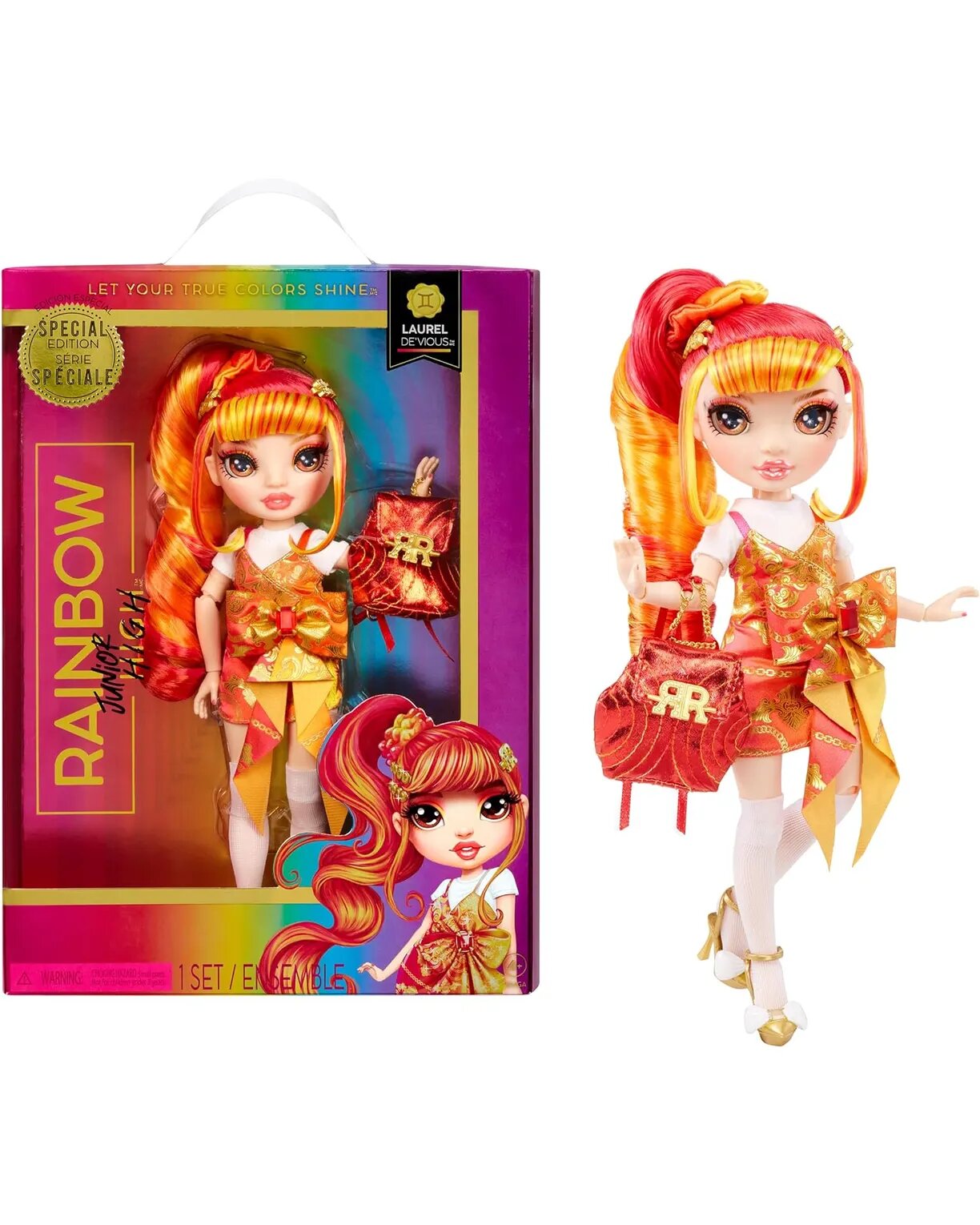 Кукла Rainbow High Junior модная кукла Laurel De'Vious (оранжевая) Лайрель Девиус 590446