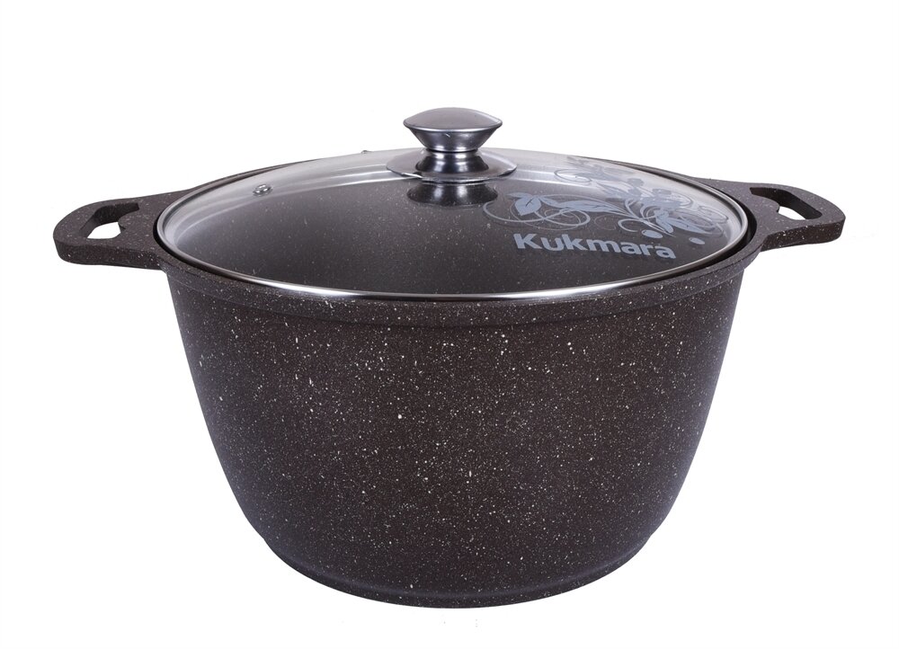 Кастрюля 6л Kukmara Кукмара стеклянная крышка антипригарное покрытие Кофейный мрамор кмк62-1а