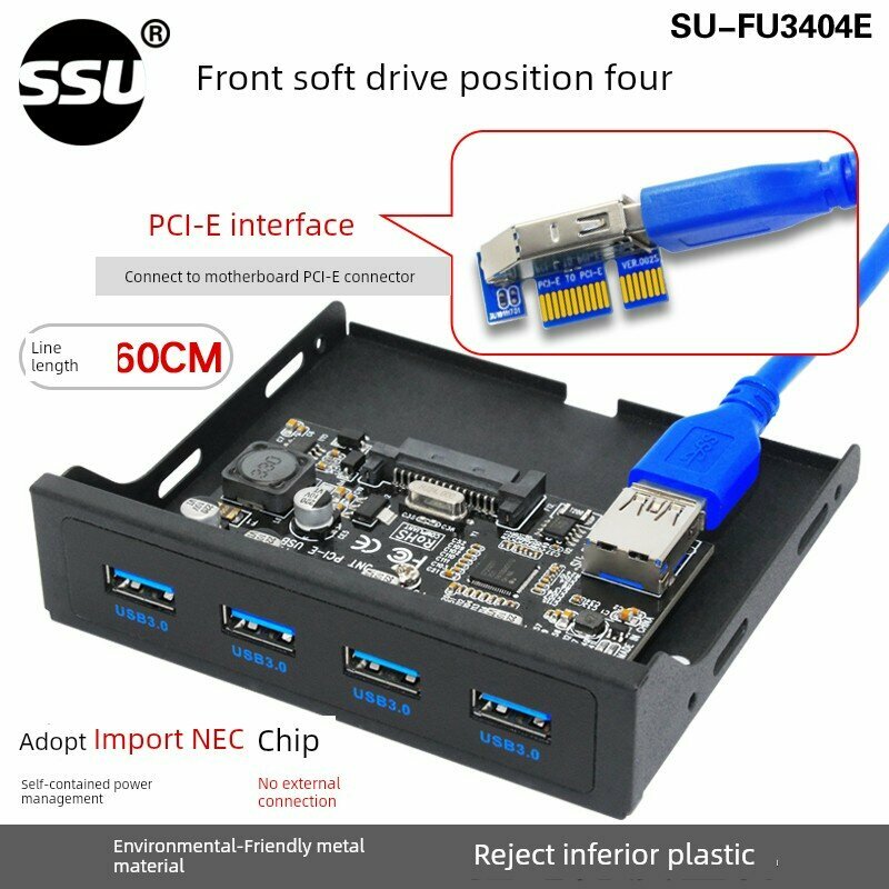 PCI-E USB 3.0 расширитель с 4 портами в слоте для гибкого диска, чипсет NEC для ПК