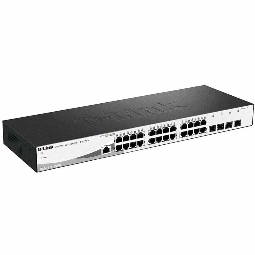 D-Link DGS-1210-28/ME/A2B Коммутатор Gigabit Smart Switch with 24 10/100/1000Base-T ports and 4 Gigabit MiniGBIC (SFP) ports