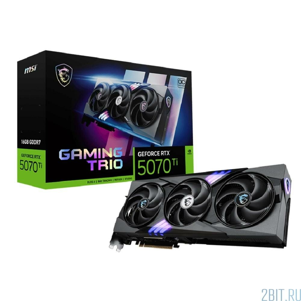 Видеокарта MSI PCI-E 5.0 RTX 5070 Ti 16G GAMING TRIO OC NVIDIA GeForce RTX 5070TI 16Gb 256bit GDDR7 2572/28000 HDMIx1 DPx3 HDCP Ret