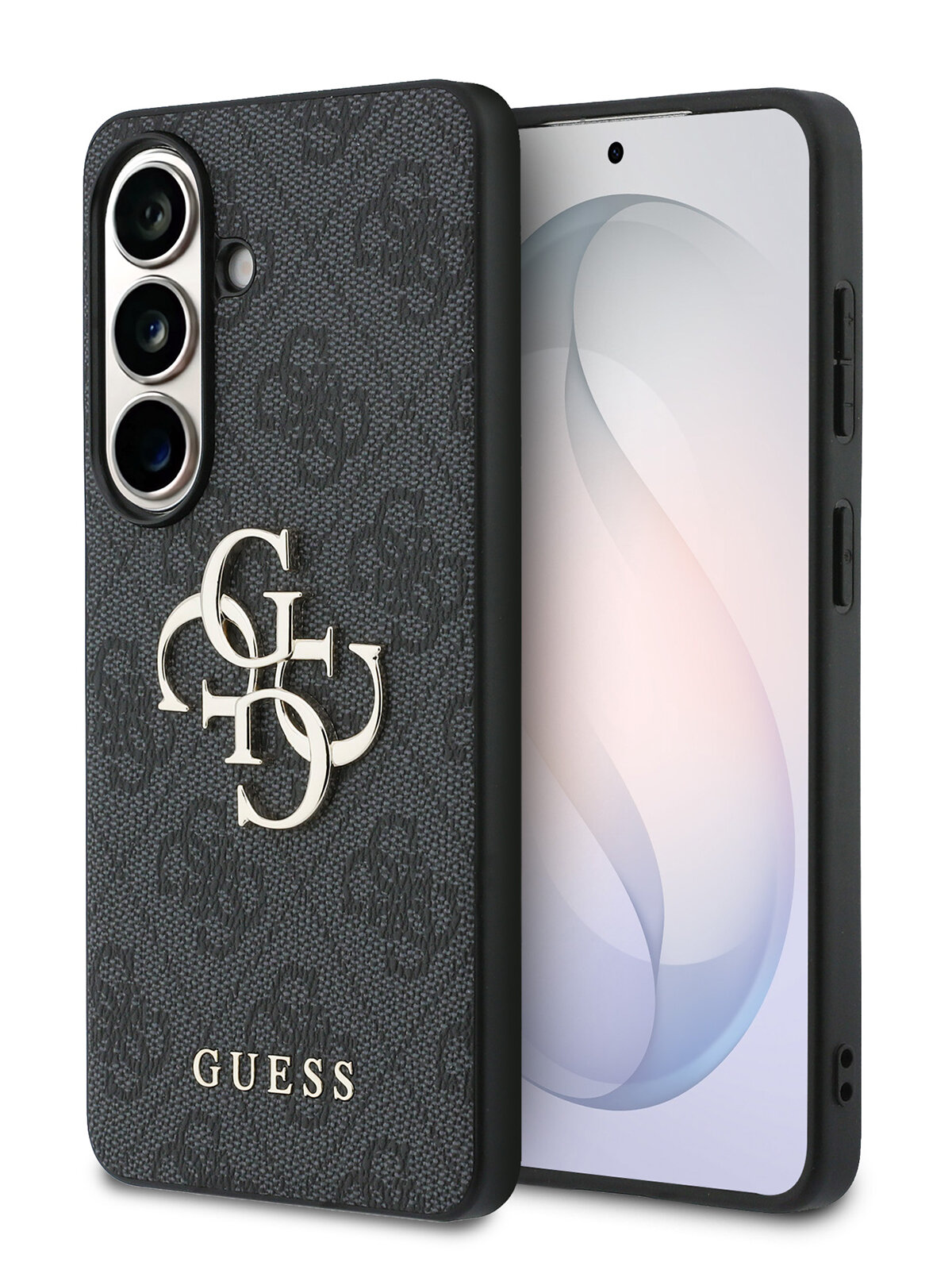 Чехол Guess на Samsung S26+, из экокожи PU leather, с защитной рамкой вокруг камеры, черный