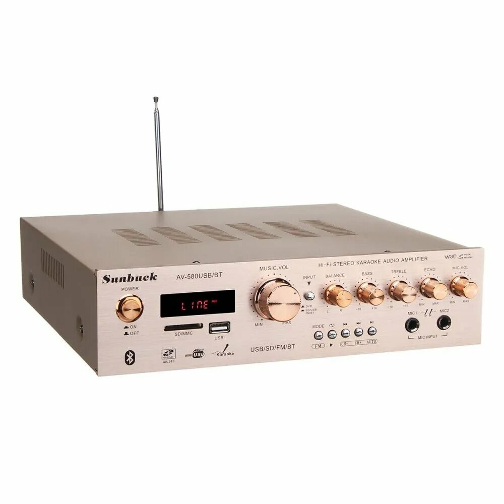 Пятиканальный усилитель Sunbuck AV-580USB/BT 200 Вт, золотистый