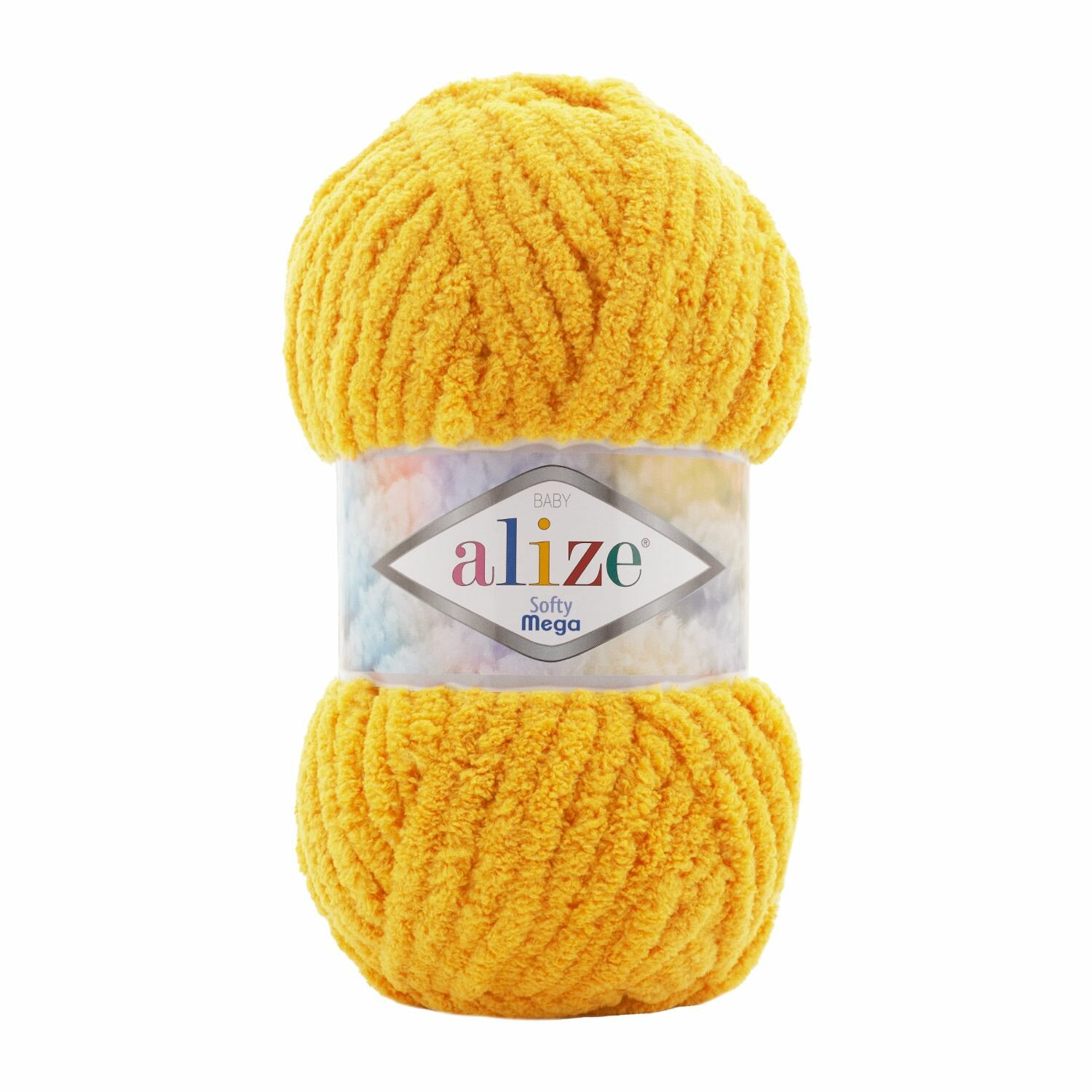 Пряжа для вязания Softy Mega Alize 1 моток (70 м, 100 гр), цвет 216 желтый