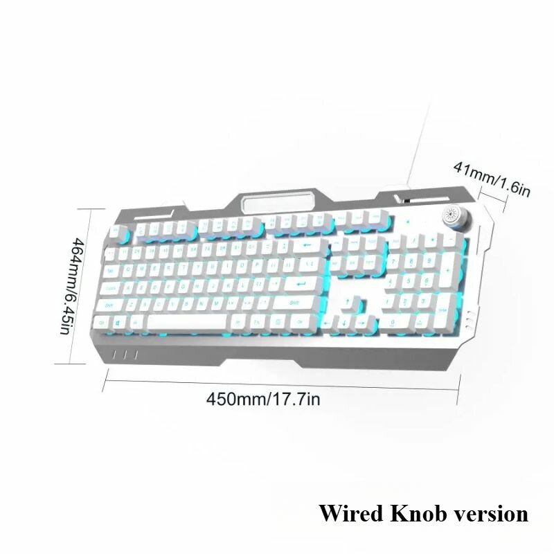 EWEADN GX810 Wired Мембранная клавиатура, цельнометаллическая панель с мультимедийной ручкой и держателем для мобильного телефона, для игр и офиса