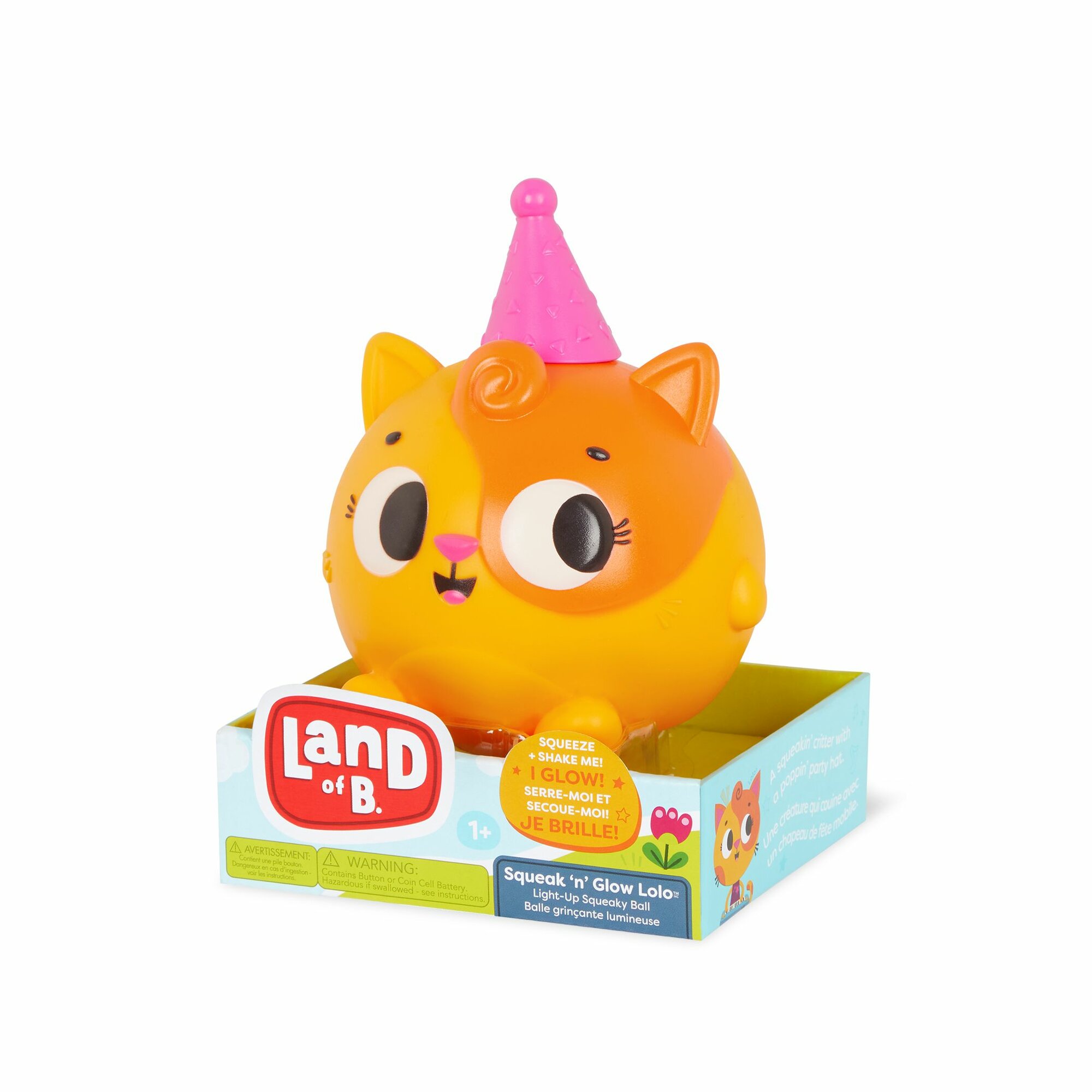 Развивающая игрушка B.Toys - Сенсорный мяч с прыгающей шляпкой в виде кошки, 18+ мес. - Би. Тойс LB5001Z