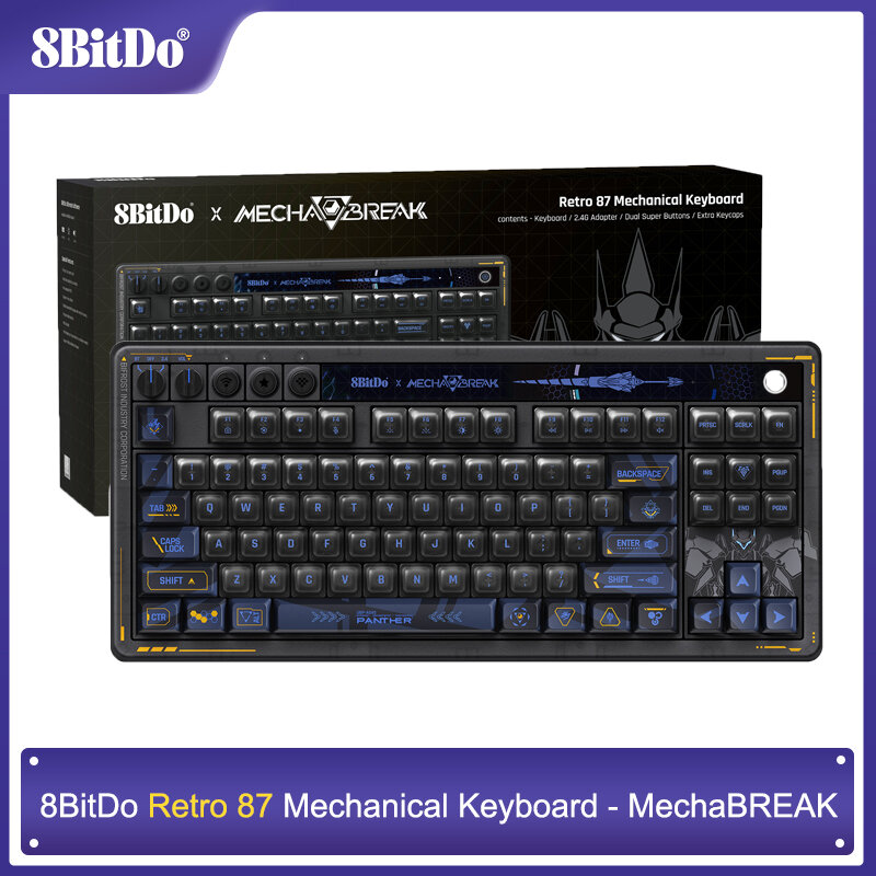 8BitDo Retro 87 MechaBREAK Механическая игровая клавиатура Bluetooth / 2.4G /USB-C с возможностью горячей замены для Windows Android