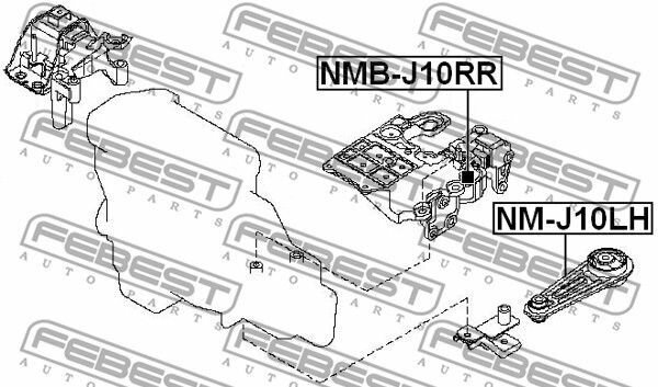 Подушка двигателя L NISSAN Qashqai X-Trail T31 07- all 2.0L FEBEST NM-J10LH